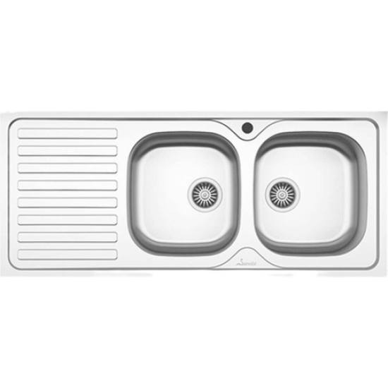 Chiuveta Dubla pentru Bucatarie Sanobi, Inox Alimentar, 1160x500 mm ... Chiuveta Dubla pentru Bucatarie Sanobi, Inox Alimentar, 1160x500 mm ...